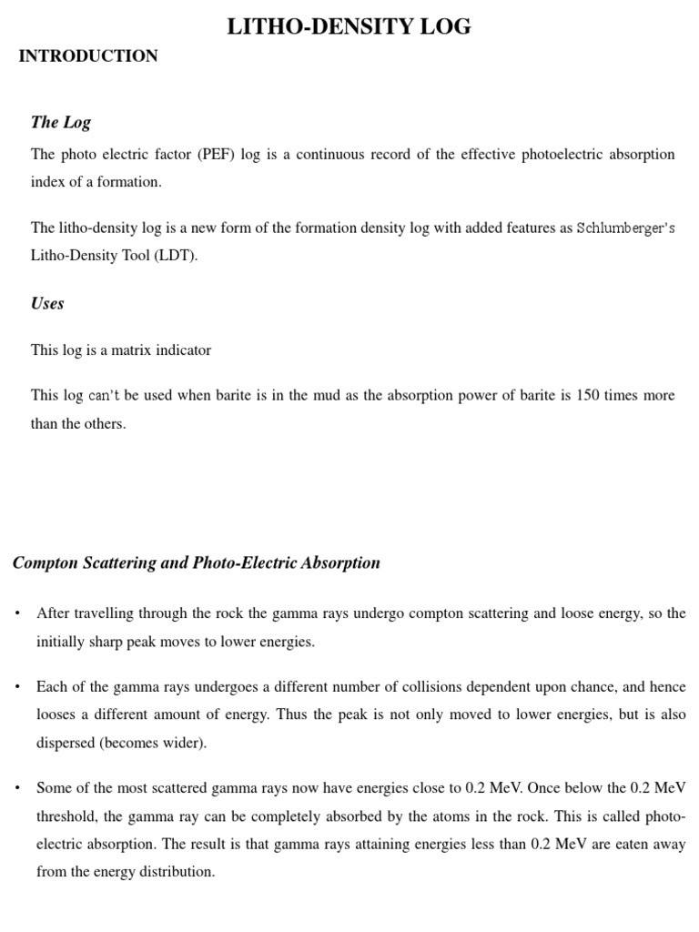 Lect11-PEF Log | PDF | Gamma Ray | Photoelectric Effect