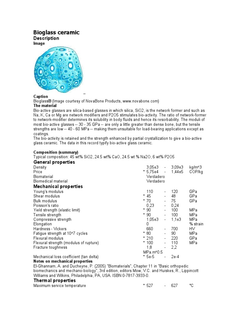 Bioglass Ceramic: Description | PDF | Young's Modulus | Strength Of ...