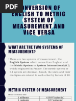 Two System of Measurement: 1. English System 2. Metric System | PDF