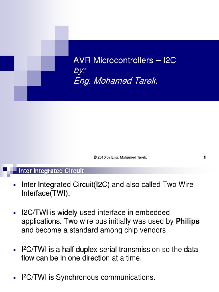 By: Eng. Mohamed Tarek.: AVR Microcontrollers - I2C | PDF | Digital Electronics | Physical Layer ...