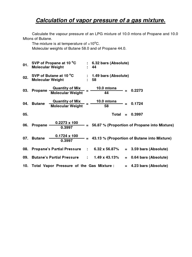 LPG Mixture Vapor Pressure Calculation | PDF | Science & Mathematics