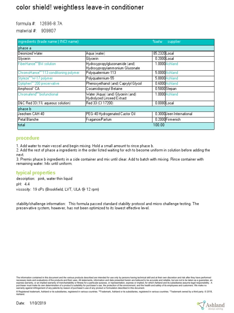 12696-8.7AColor Shield! Weightless Leave-In Conditioner | PDF ...