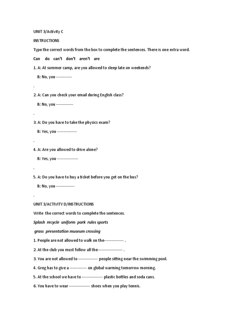 UNIT 3-Languages Focus Activities | PDF UNIT 3-Languages Focus Activities | PDF