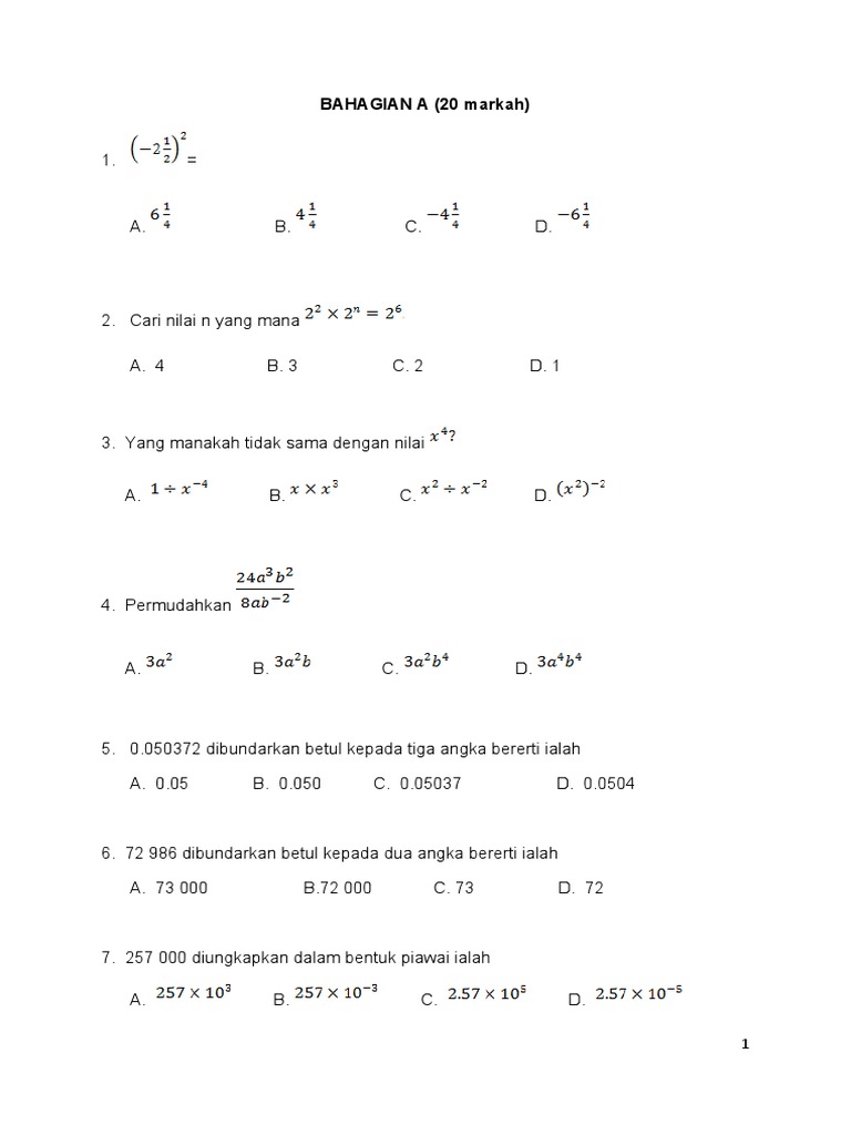 Matematik Tingkatan 3 (Bahagian A) | PDF