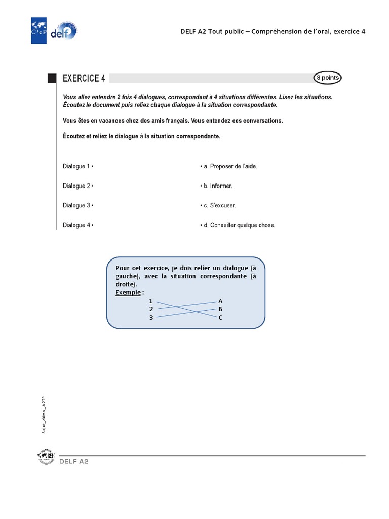 Delf Dalf TP A2 Co Exemple 4 PDF | PDF | Arts du langage et discipline