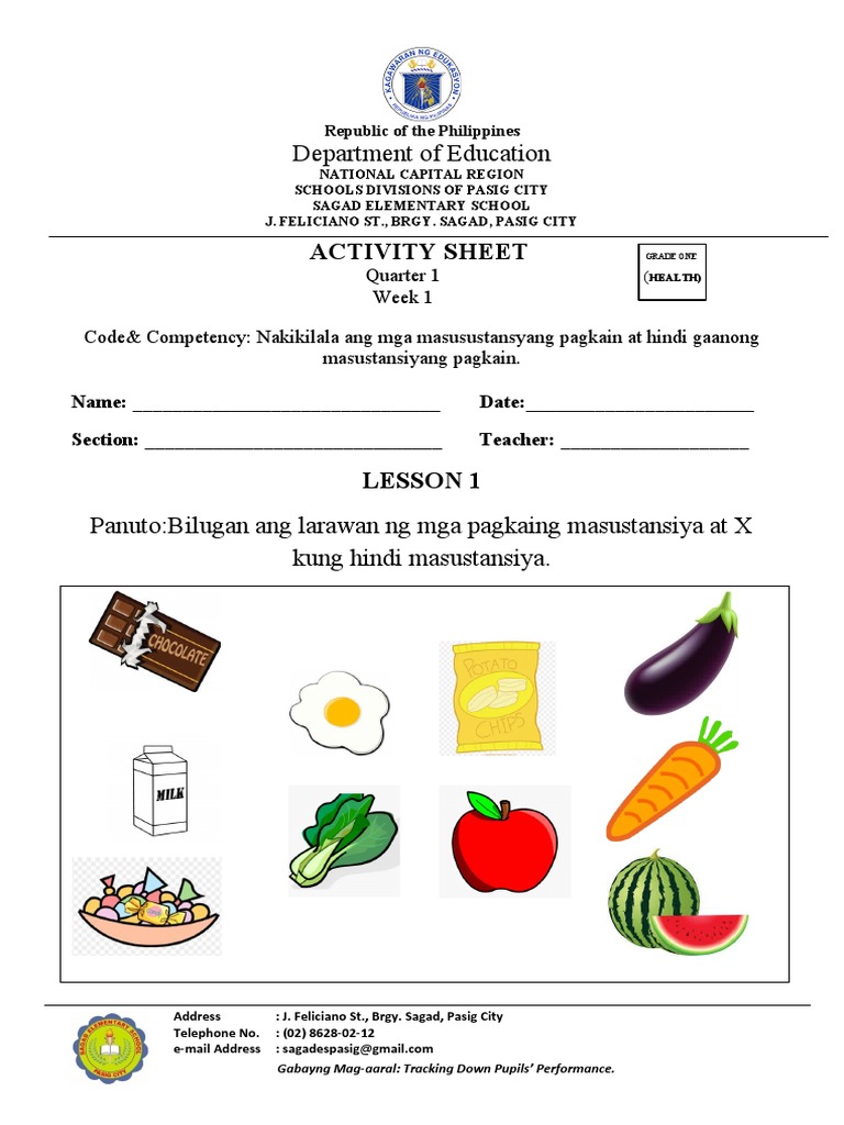 Department of Education: Activity Sheet | PDF