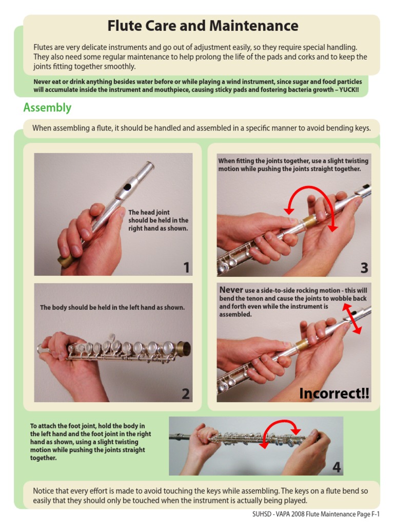 Flute Care and Maintenance: Assembly | Download Free PDF | Lubricant ...