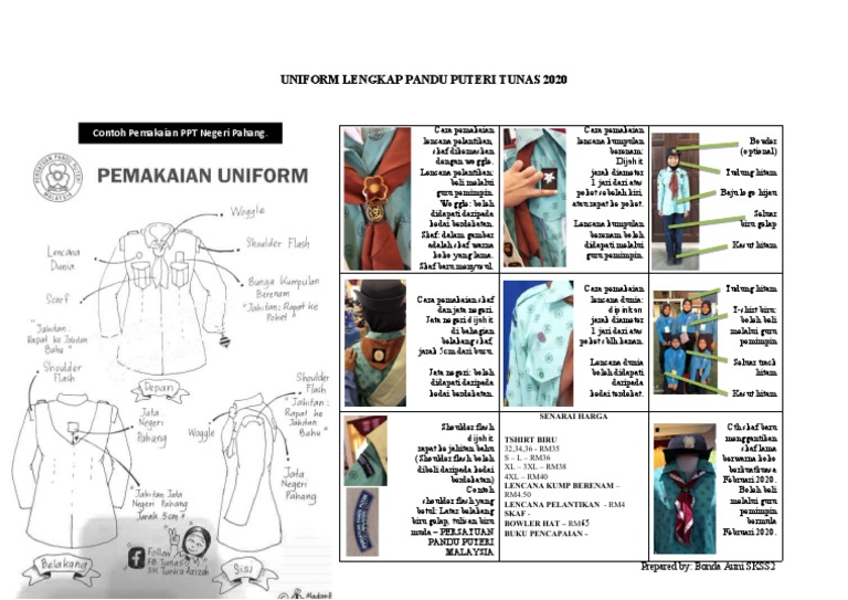 Uniform Lengkap Pandu Puteri Tunas 2020 | PDF