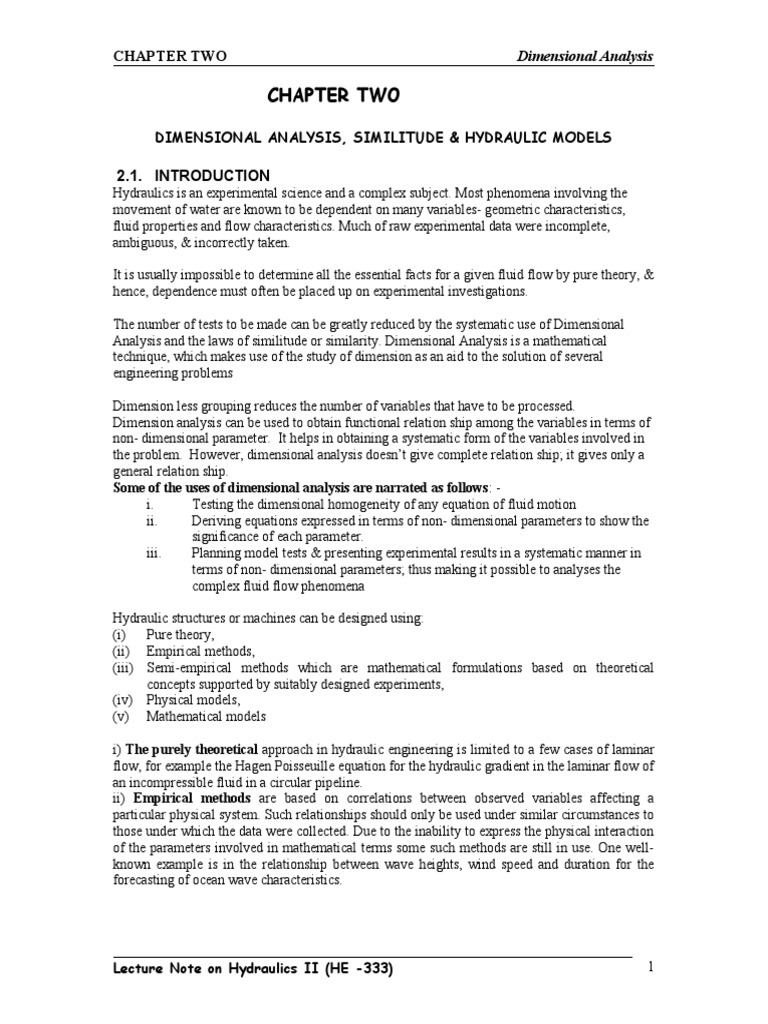 Ch-2-Dimensional Analysis | PDF | Fluid Dynamics | Continuum Mechanics