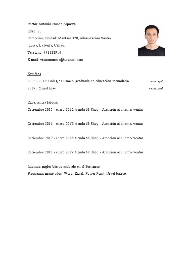 Perfil Profesional de Victor Nuñez Esparza | PDF