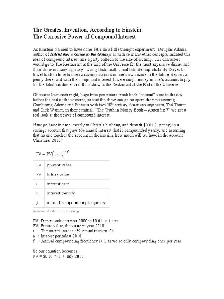 Compound Interest - The Greatest Invention | PDF | Banks | Interest