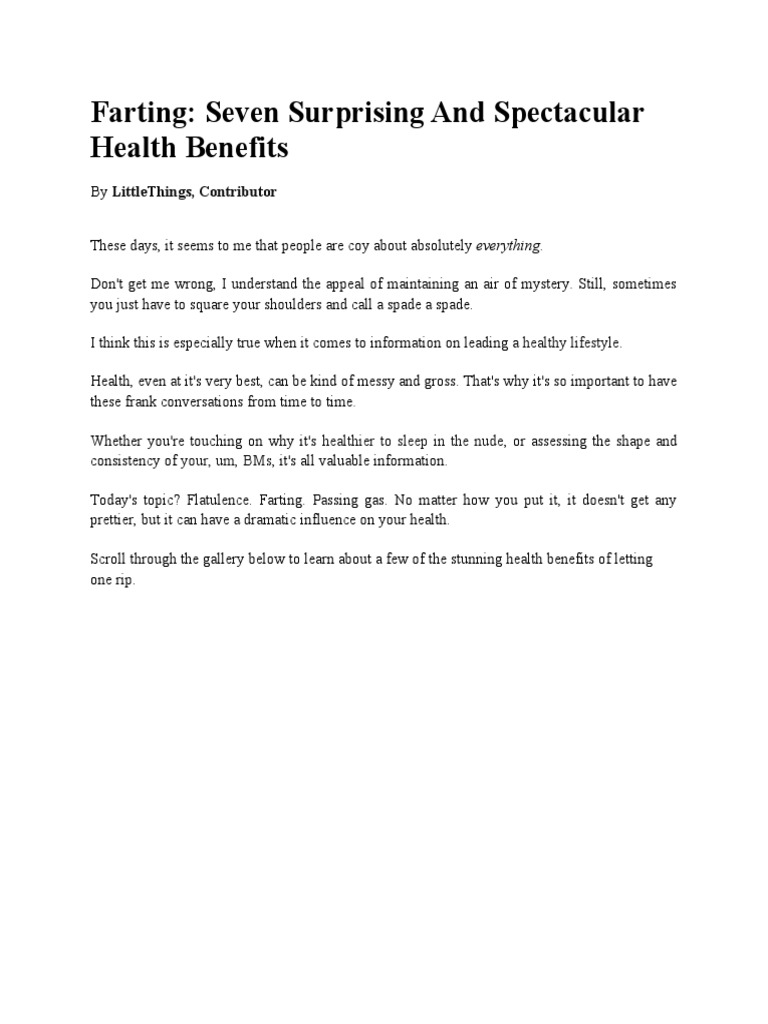 7 Health Benefits of Farting | PDF | Flatulence | Bloating