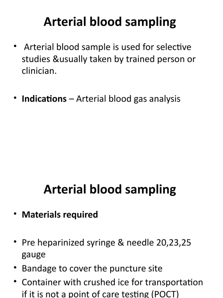 Arterial Sampling | PDF | Syringe | Artery