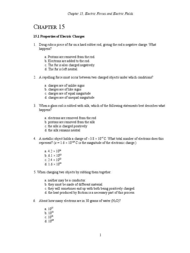 Chapter15 Electric Forces and Electric Fields | PDF | Electric Charge ...