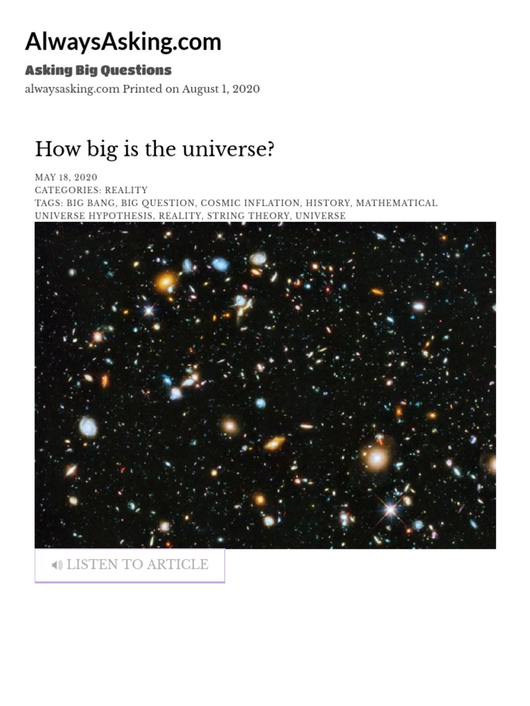 Understanding the Universe's Size | PDF | Young Adult