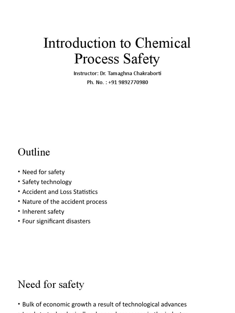 Introduction To Chemical Process Safety: Instructor: Dr. Tamaghna ...