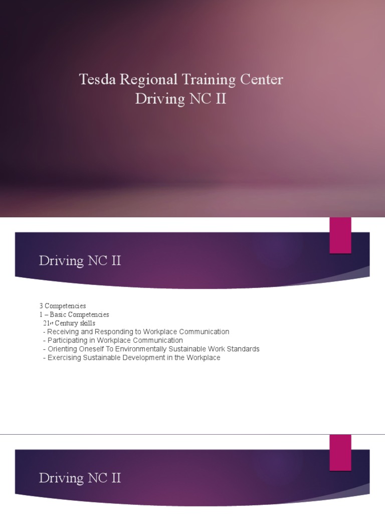 Driving NC II Training Competencies Guide | PDF