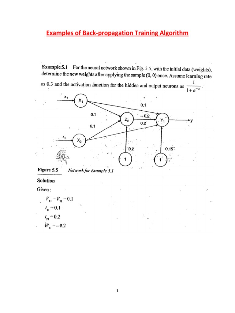 Examples of Back-Propagation Training Algorithm | PDF