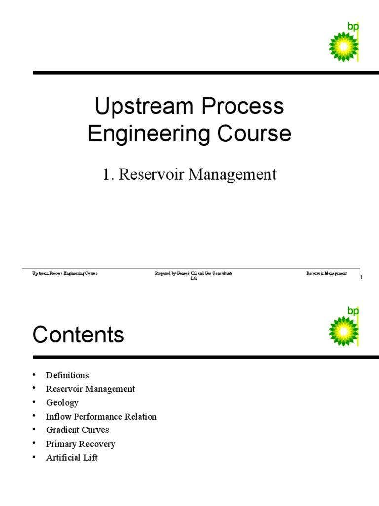 Upstream Process Engineering Course: 1. Reservoir Management | PDF | Petroleum Reservoir | Pump