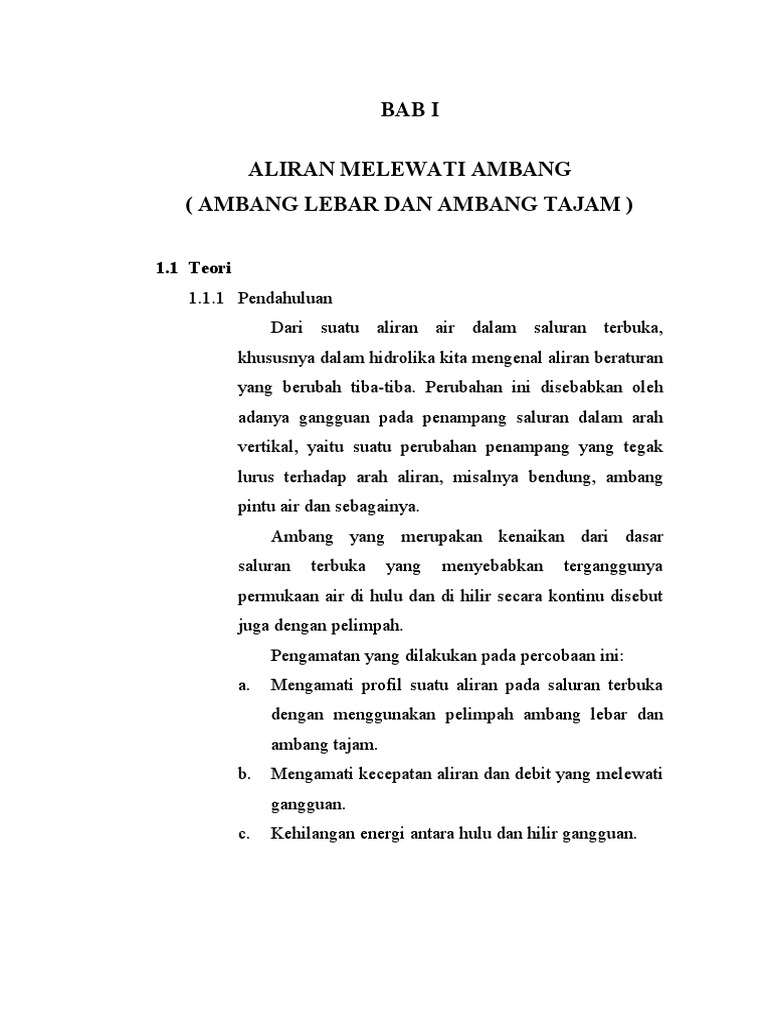 Aliran Melewati Ambang | PDF