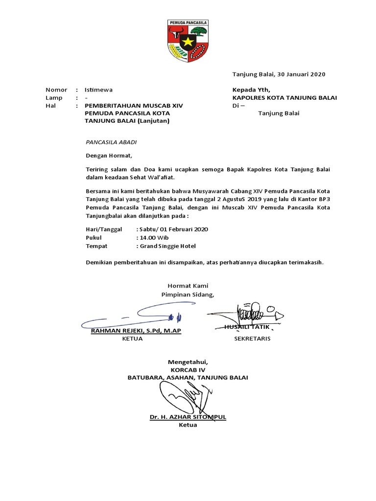 Surat Pemberitahuan Ke Polres | PDF