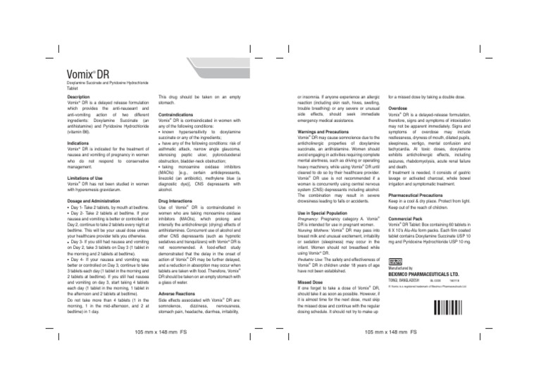 Vomix DR: Description Contraindications Warnings and Precautions ...
