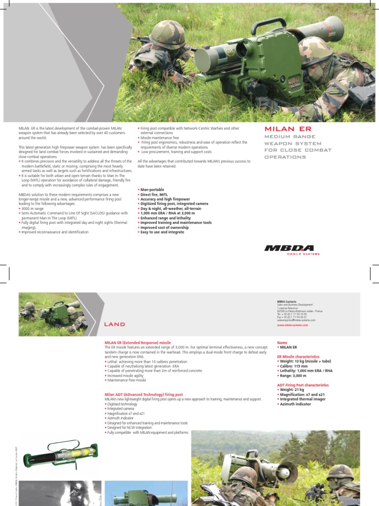 Milan Er: Medium Range Weapon System For Close Combat Operations | PDF ...
