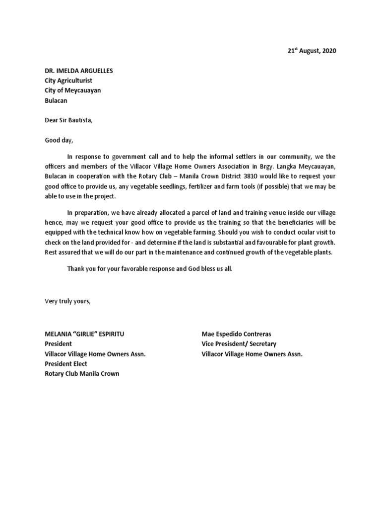 Request Letter For Seeds | PDF