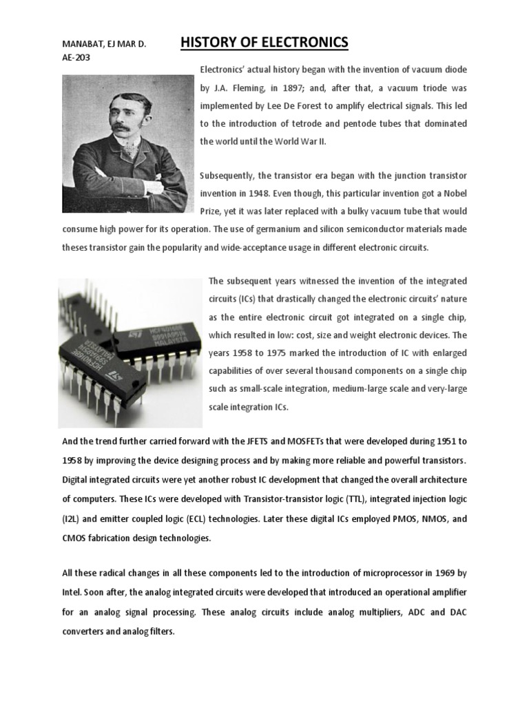 History of Electronics PDF | PDF | Integrated Circuit | Transistor