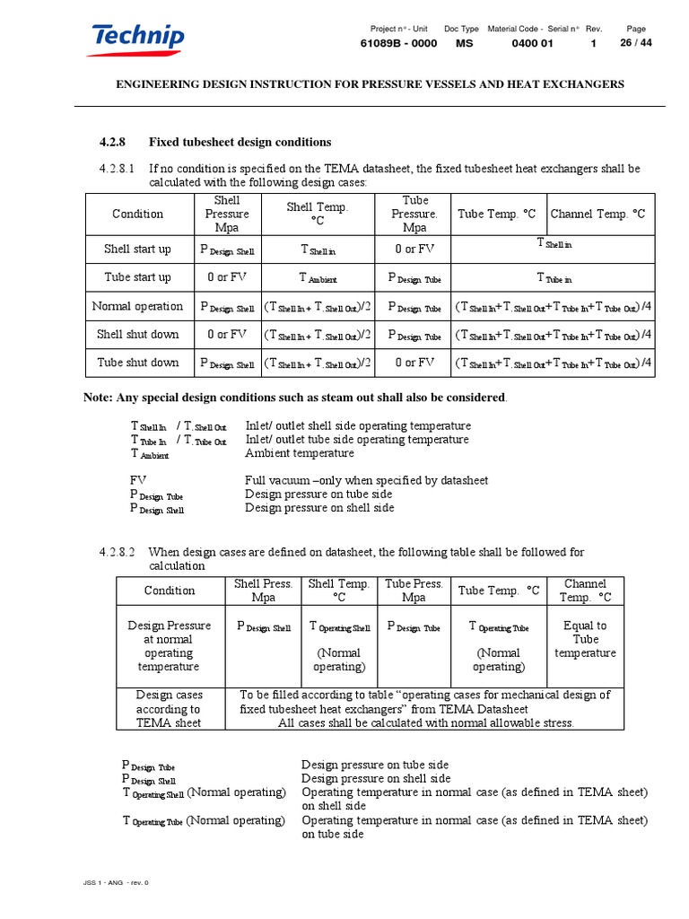 Fixed Tubesheet Design Condition | PDF | Heat Exchanger | Heat Transfer