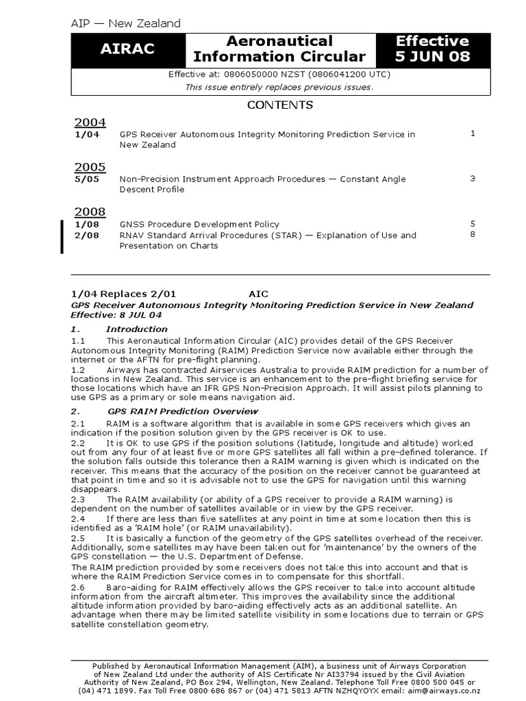Airac Effective 5 JUN 08: Aeronautical Information Circular | PDF | Air ...