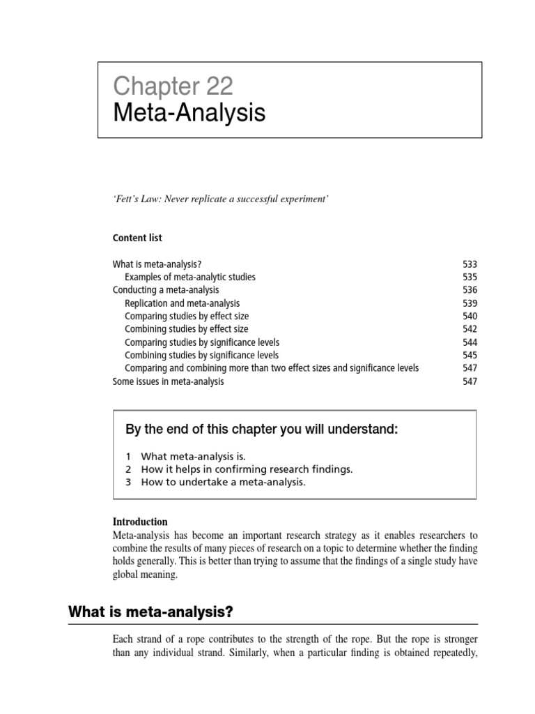 Chapter 22 - Meta-Analysis PDF | PDF | P Value | Meta Analysis