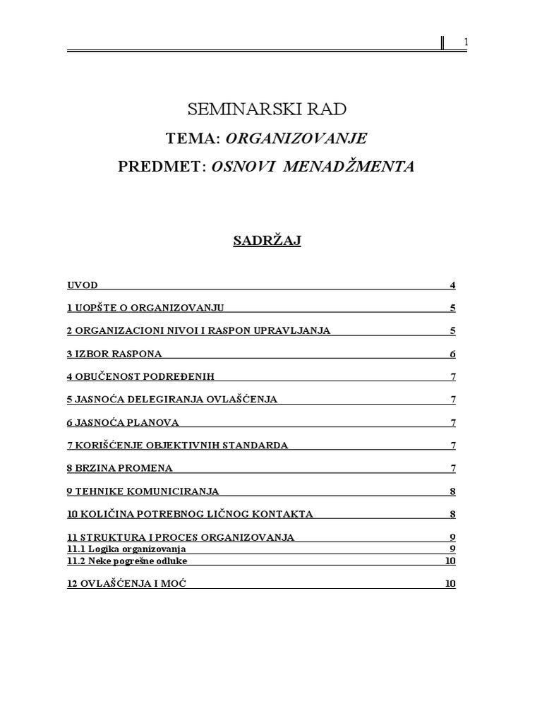 Osnovi Menadzmenta | PDF