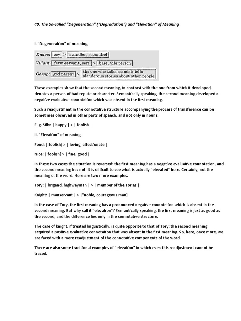 The So-Called "Degeneration" ("Degradation") and "Elevation" of Meaning ...