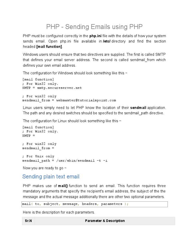 PHP - Sending Emails Using PHP | PDF | System Software | Software