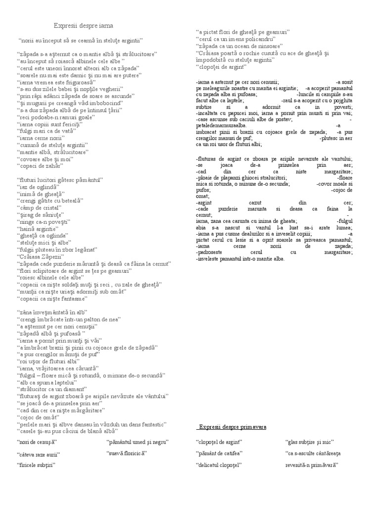 Expresii Frumoase Despre Anotimpuri | PDF