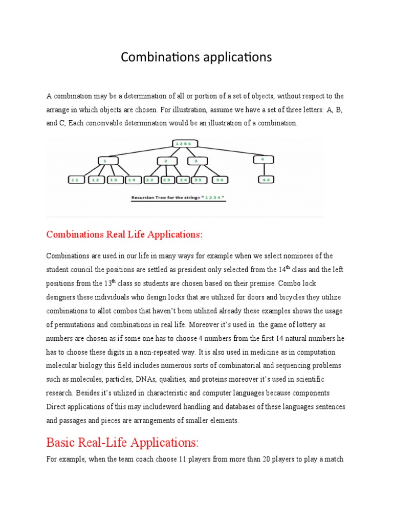Combinations Applications: Basic Real-Life Applications | PDF