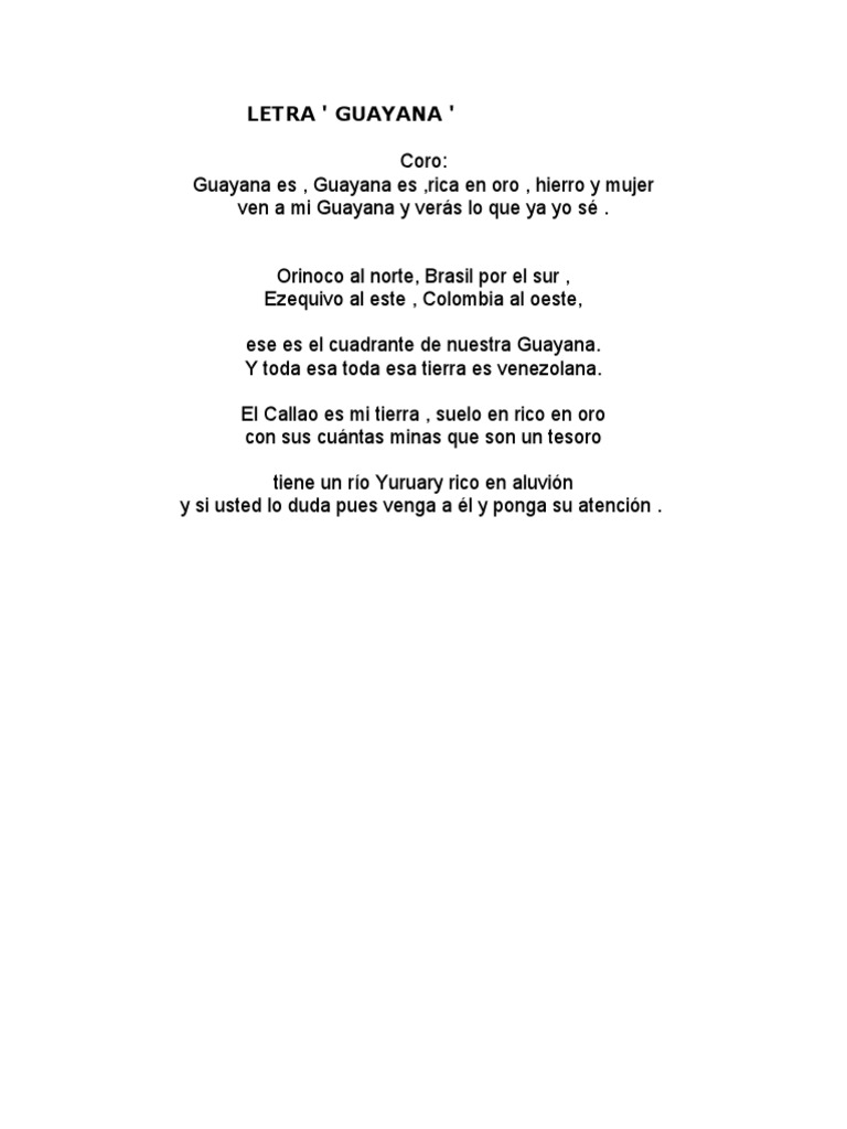LETRA Guayane Es | PDF