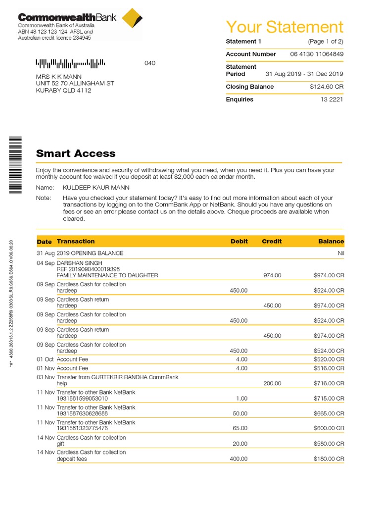 Your Statement: Smart Access | PDF | Debit Card | Deposit Account