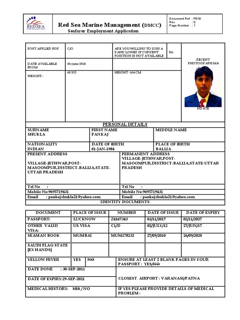 CH Mate Application Form | PDF | Oil Tanker | Transport