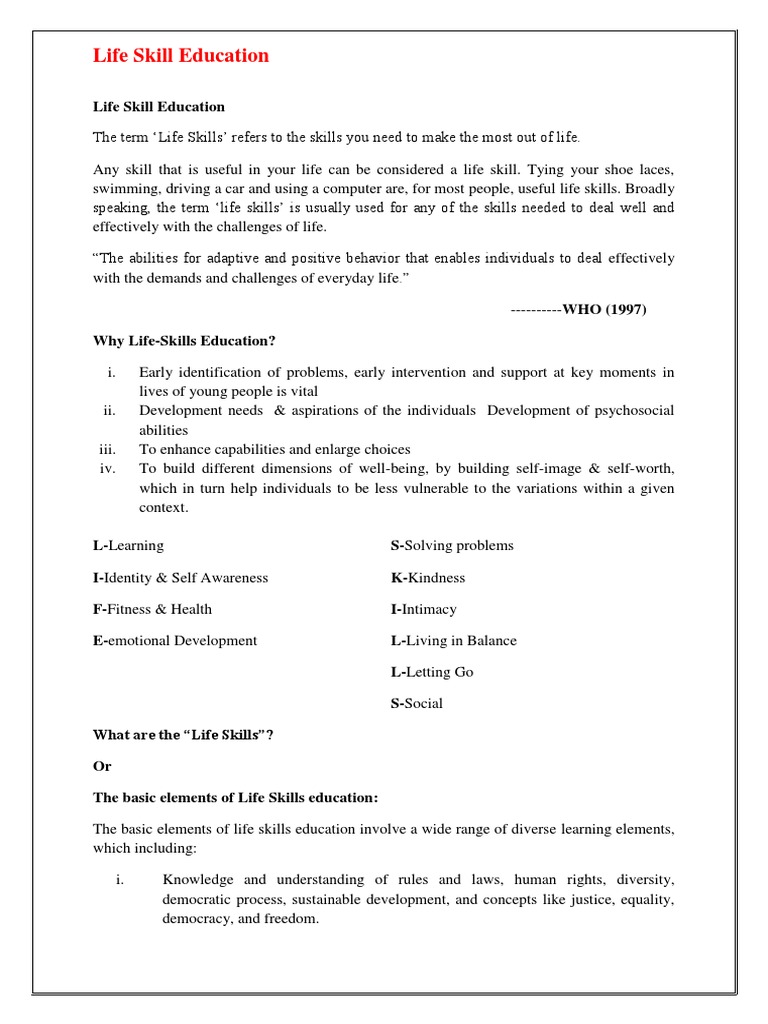 Life Skill Education PDF | PDF | Empathy | Critical Thinking