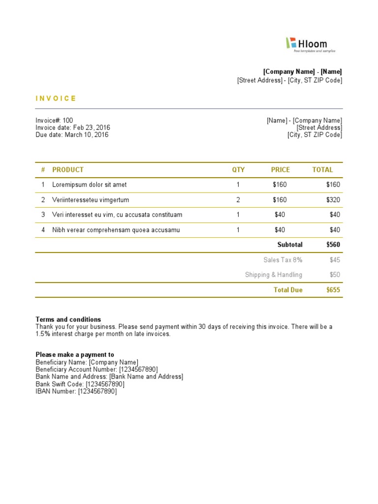 Invoice: (Company Name) - (Name) | PDF