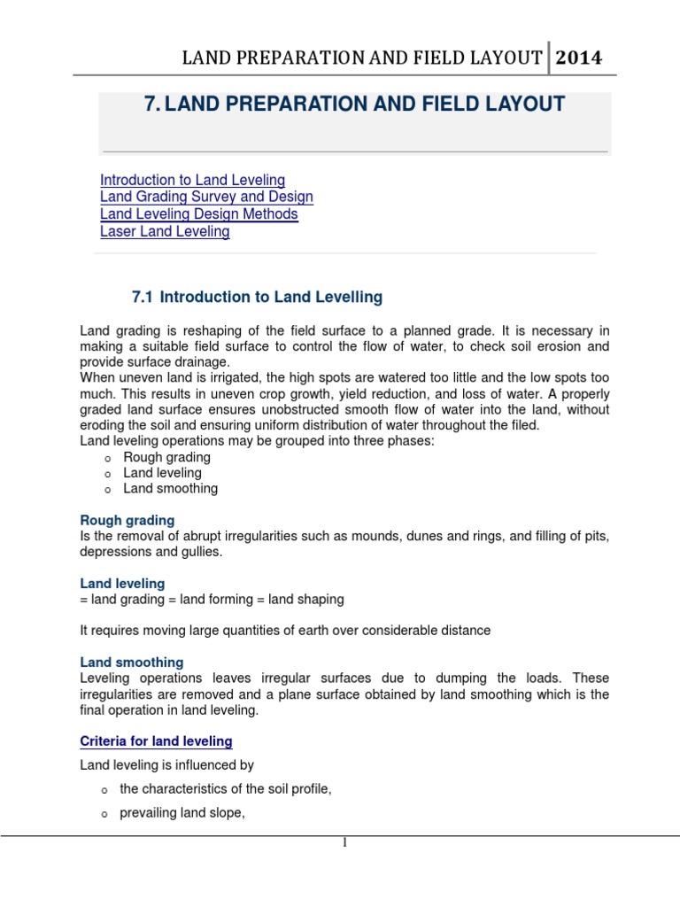 Chapter 7. Land Levelling | PDF | Tractor | Contour Line