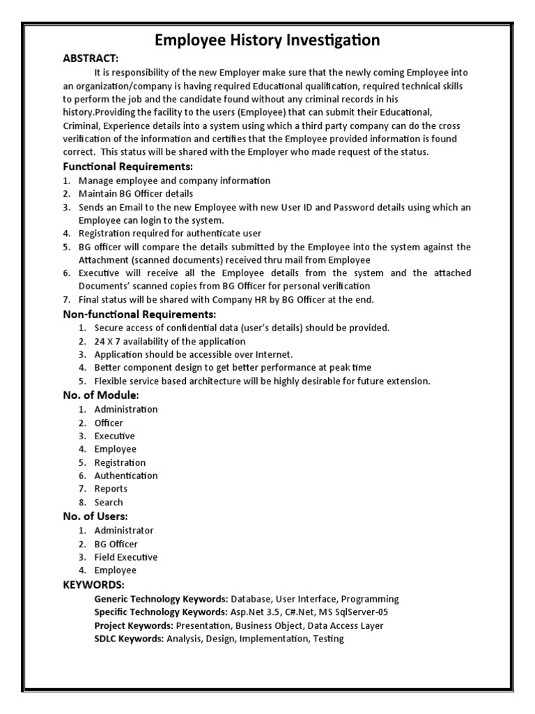 Employee History Investigation | PDF | Databases | Server (Computing)