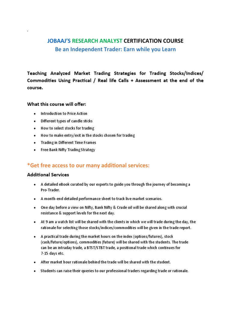 Free Research Analyst Certification Course | PDF | Technical Analysis ...
