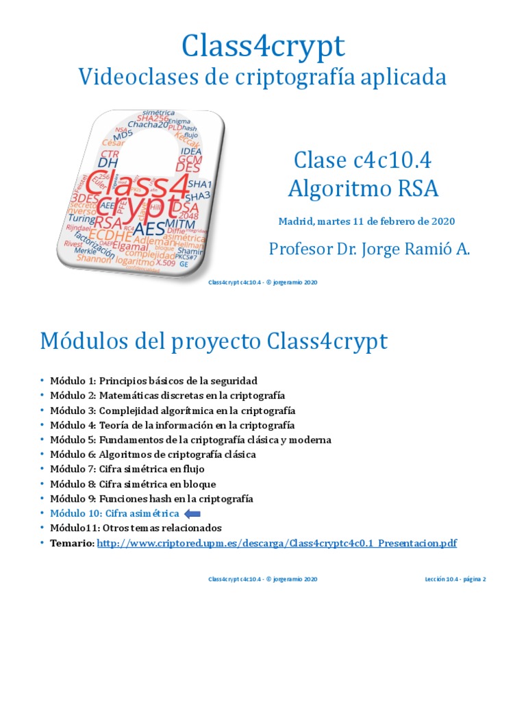 Algoritmo RSA. Jorge Ramió | PDF | Clave (criptografía) | Criptografía ...