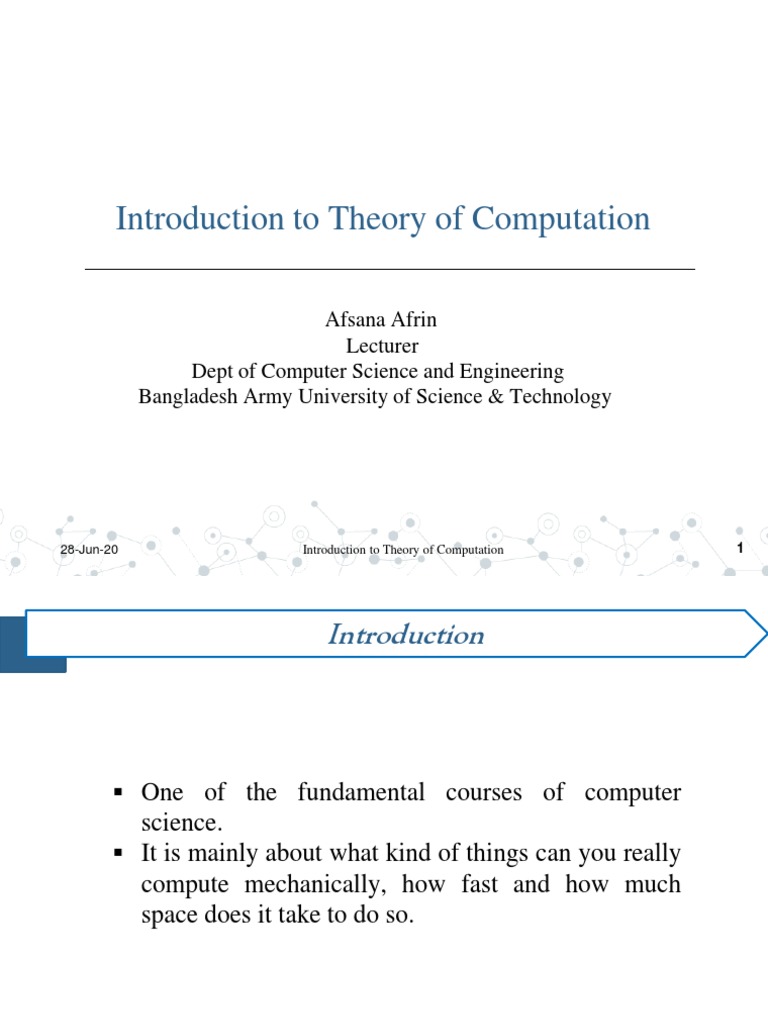 Introduction To Theory of Computation | PDF | String (Computer Science) | Theory Of Computation