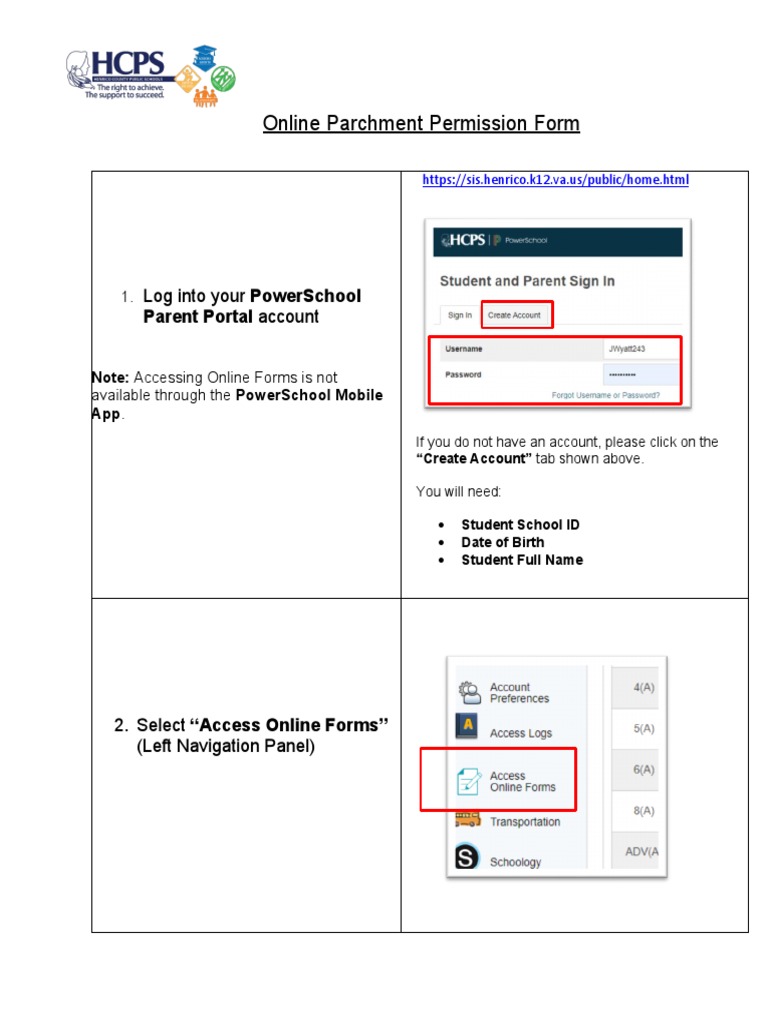Parchment Permission Form Instructions | PDF