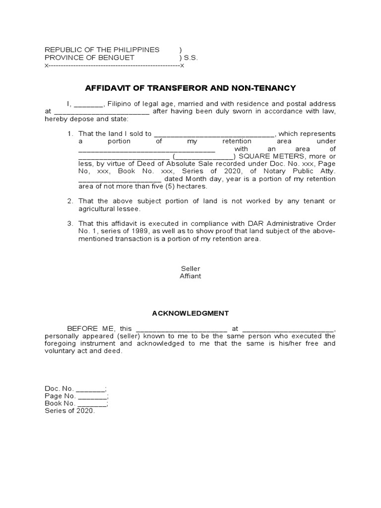 Affidavit of Transferor | PDF