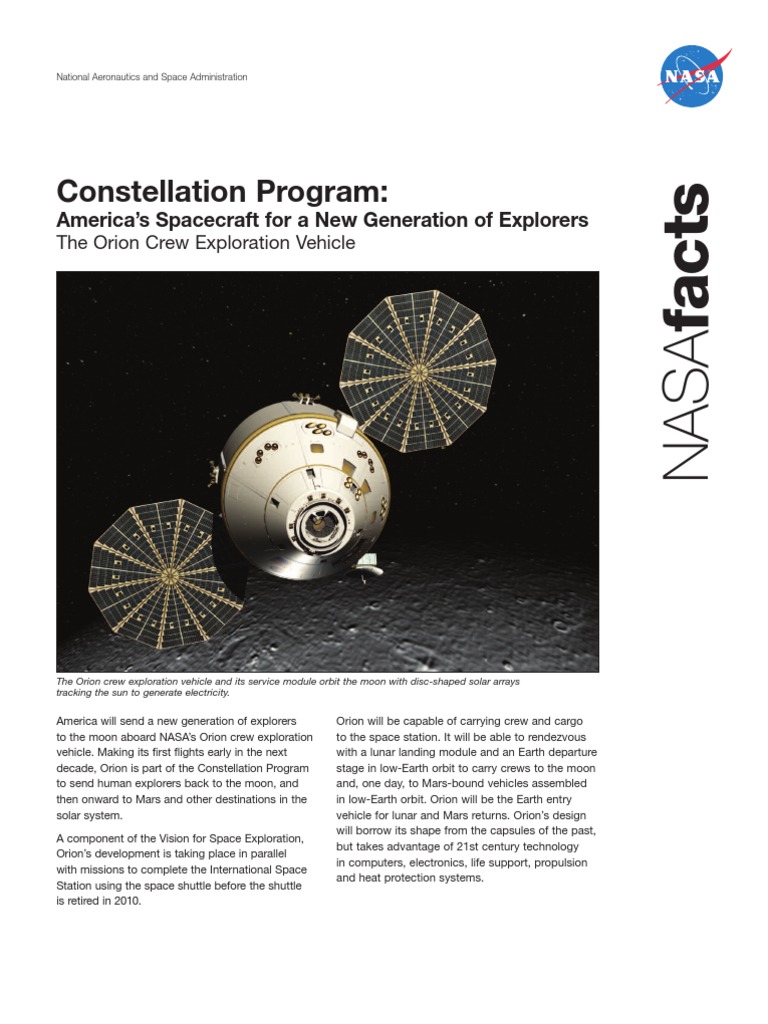 NASA Facts Constellation Program Orion Crew Exploration Vehicle | PDF ...